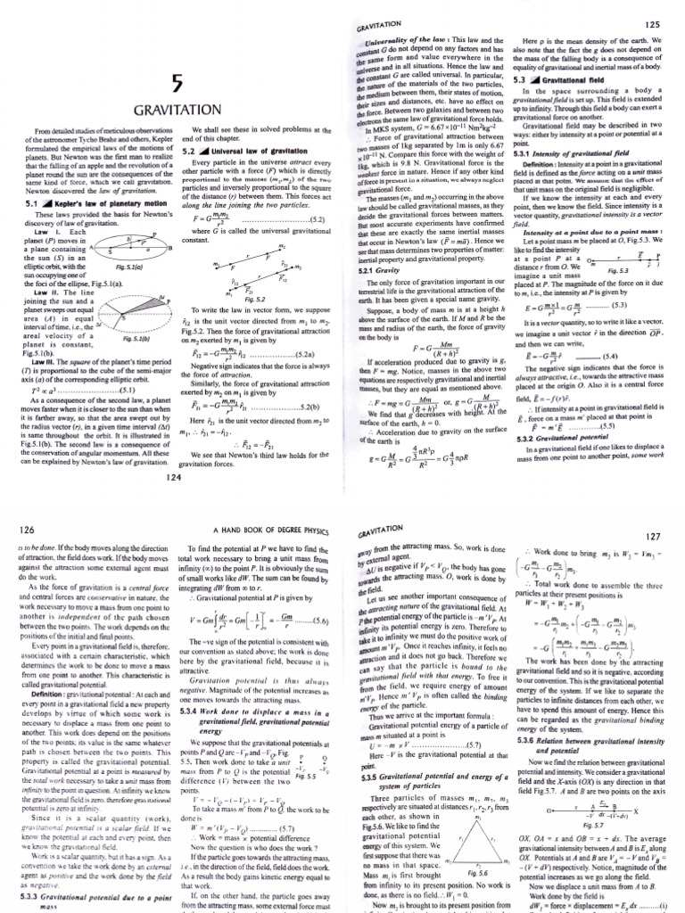 CRDG - Chapter 5 - Gravitation (S.B.C.S) | PDF | Force | Mass