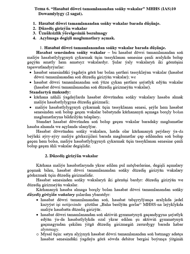 Tema 6 MHHS 10 Hasabat Dowri Tamamlanandan Sonky Wakalar | PDF