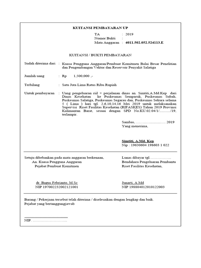 Kuitansi Perjadin Simtiti | PDF | Pengelolaan Keuangan & Uang