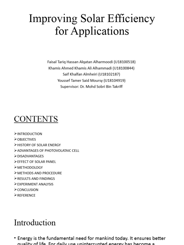 Improving Solar Efficiency For Applications | PDF | Photovoltaics ...