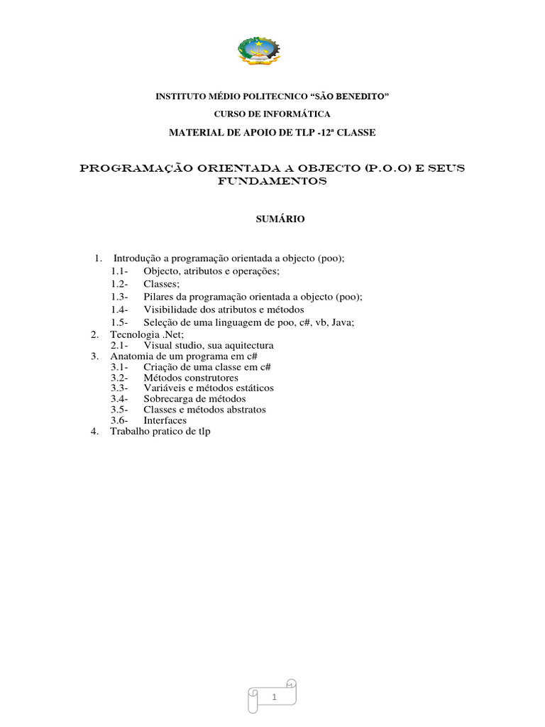 Aula12 Classe I Pdf Classe Programação De Computadores Programação Orientada A Objetos