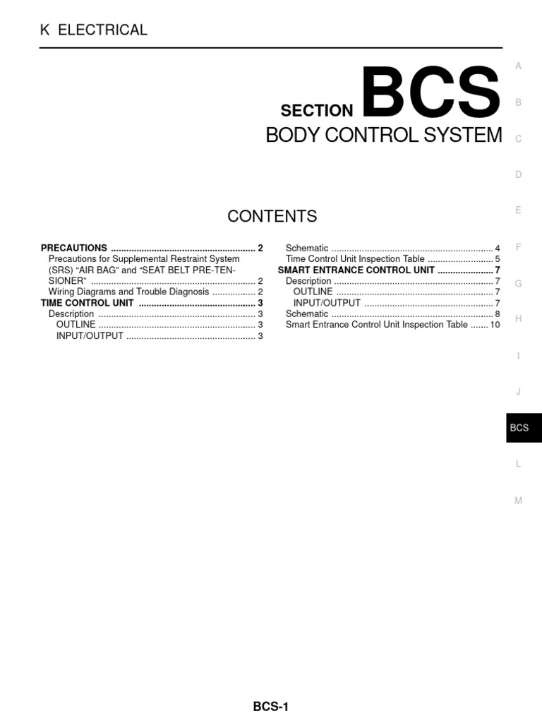 Body Control System: Section | PDF | Airbag | Switch
