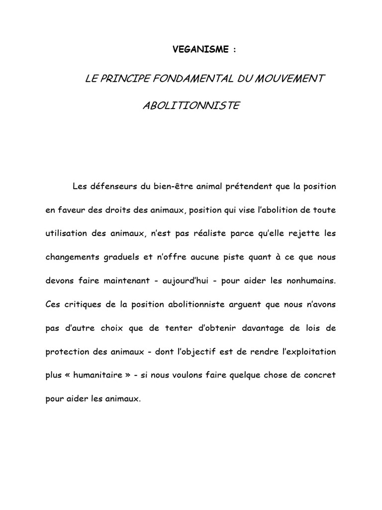 Véganisme : Clé de l'abolition animale | PDF | Véganisme | Bien-être animal