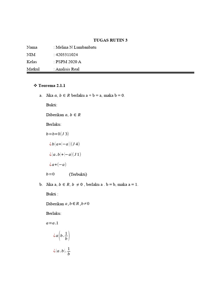 Teorema dan Bukti dalam Analisis Real | PDF