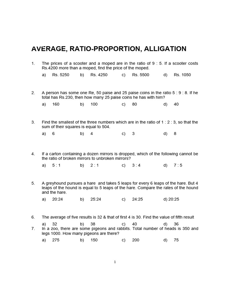Averages, Ratio-Proportion & Alligation STDNT Copy 4951299 2023 12-04 ...