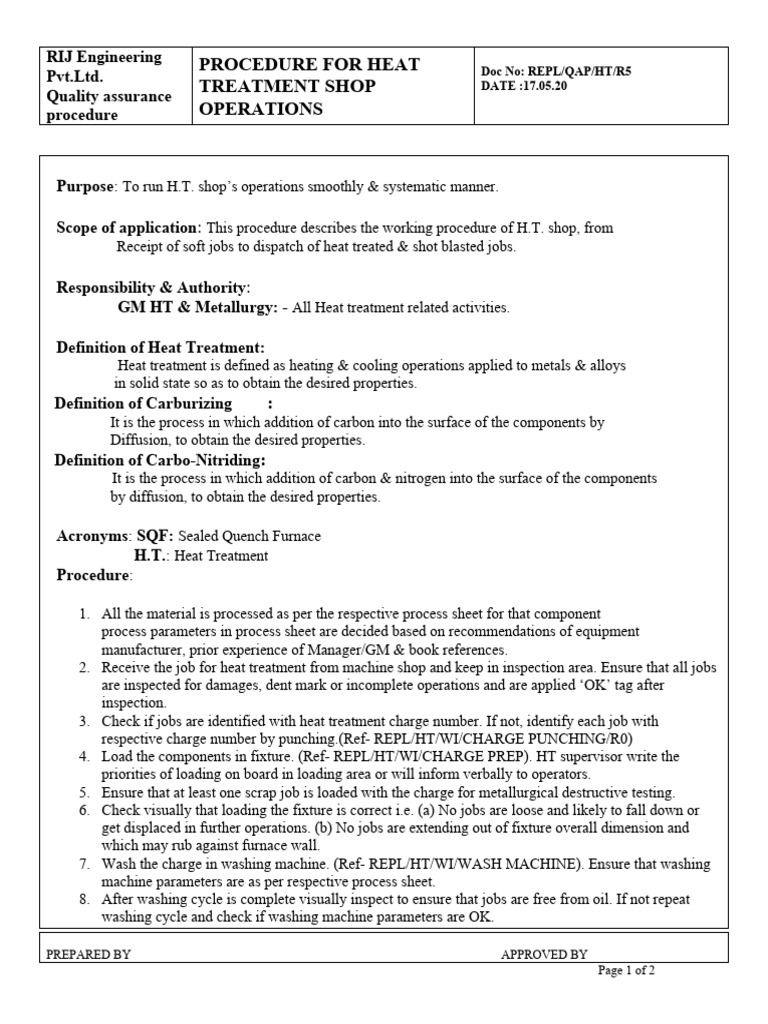 19) Procedure For Heat Treatment | PDF | Heat Treating | Materials Science