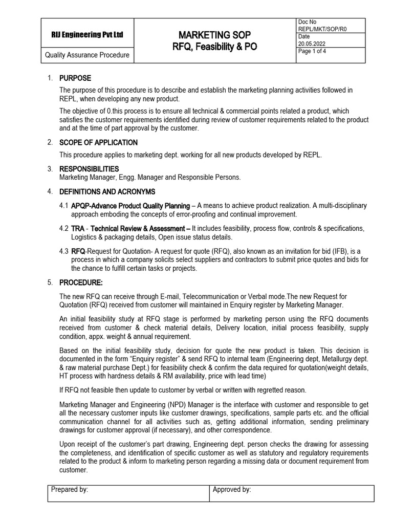 34) Marketing SOP | PDF | Marketing | Specification (Technical Standard)