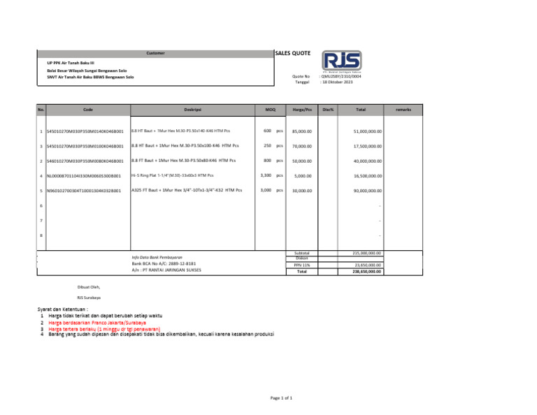PENAWARAN RJS Gongseng | PDF