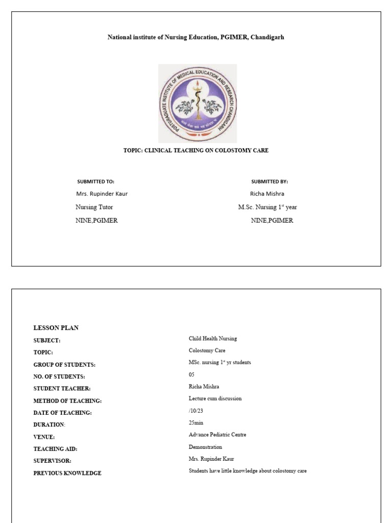 Colostomy CARE DEMO | PDF | Nursing | Teachers