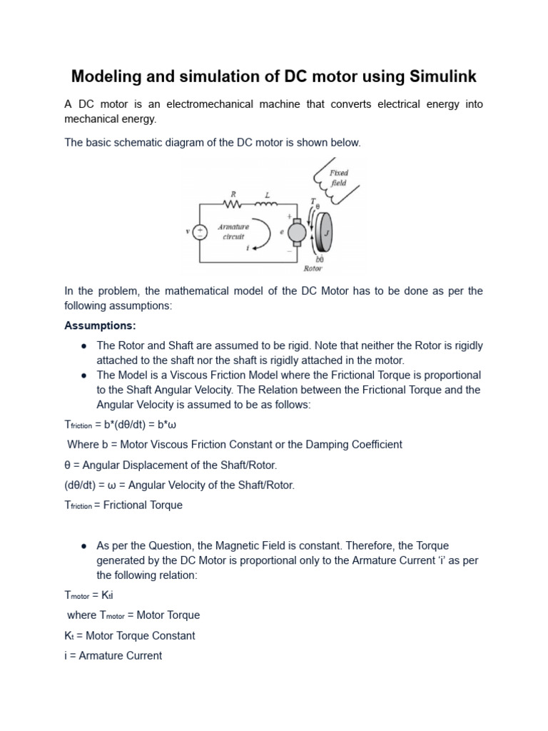 Modeling And Simulation Of Dc Motor Using Simulink Download Free Pdf Electric Motor Torque