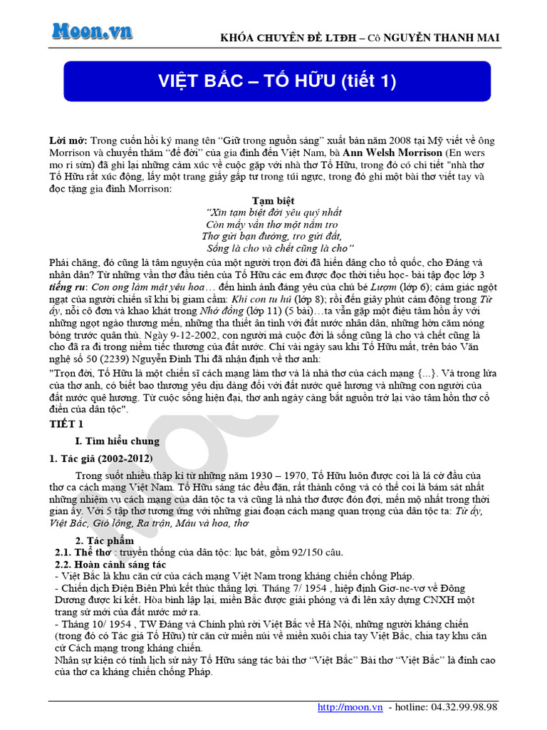 Viet Bac – To Huu (tiet 1) | PDF