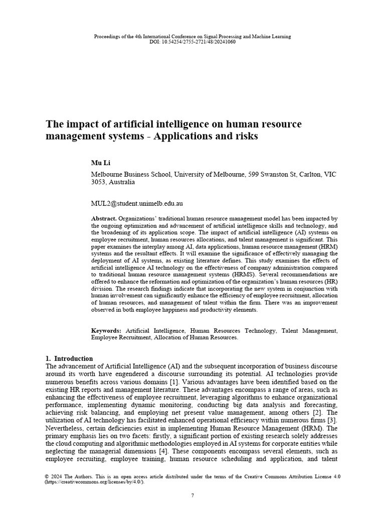 The Impact of Artificial Intelligence On Human Res | PDF | Artificial ...