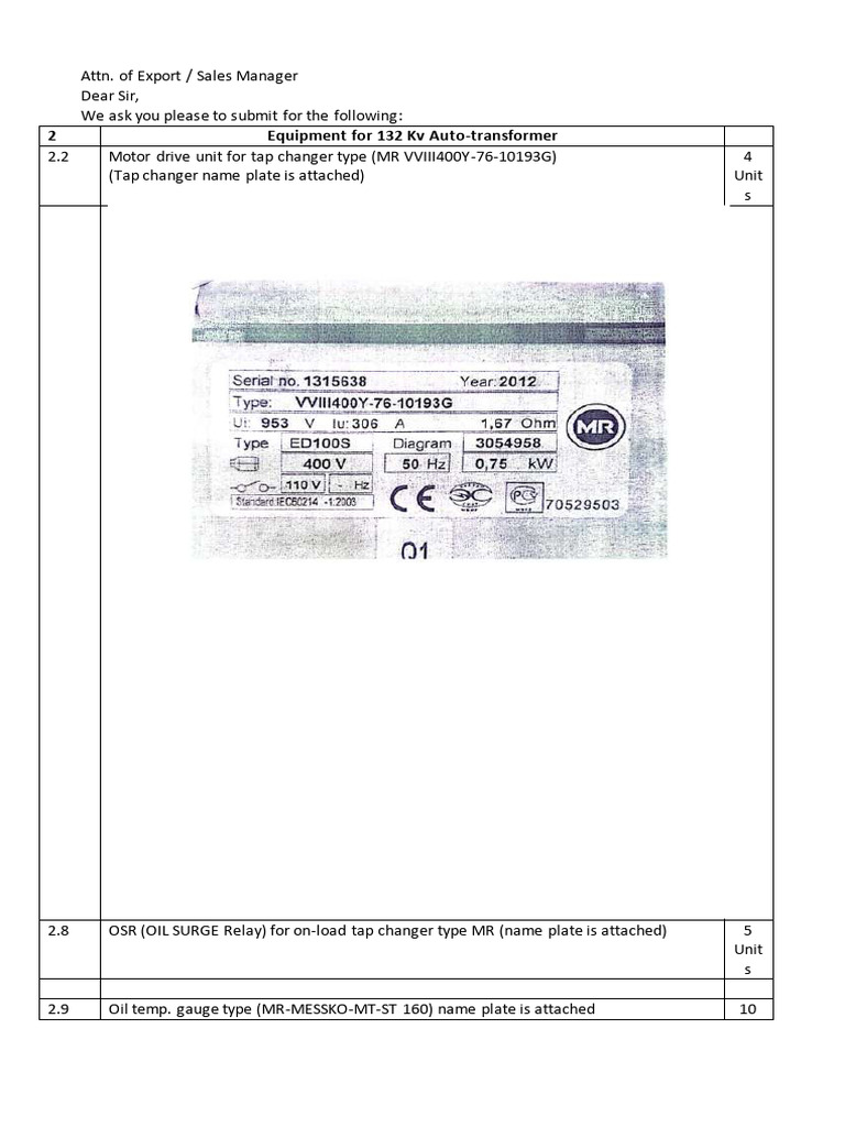 MR Equipments | PDF | Electrical Engineering | Manufactured Goods