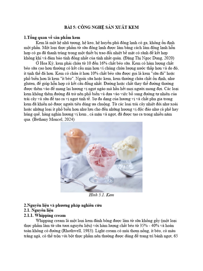 Bài 5 CNSX Kem | PDF