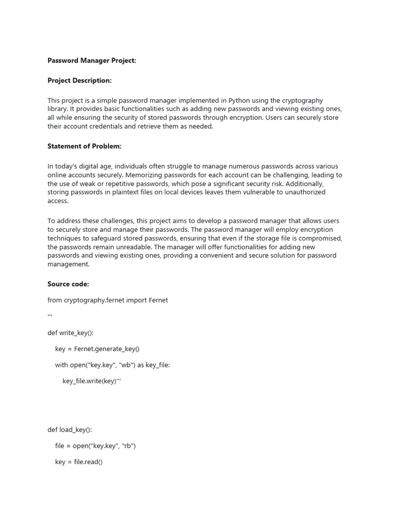 Password Manager Project | PDF