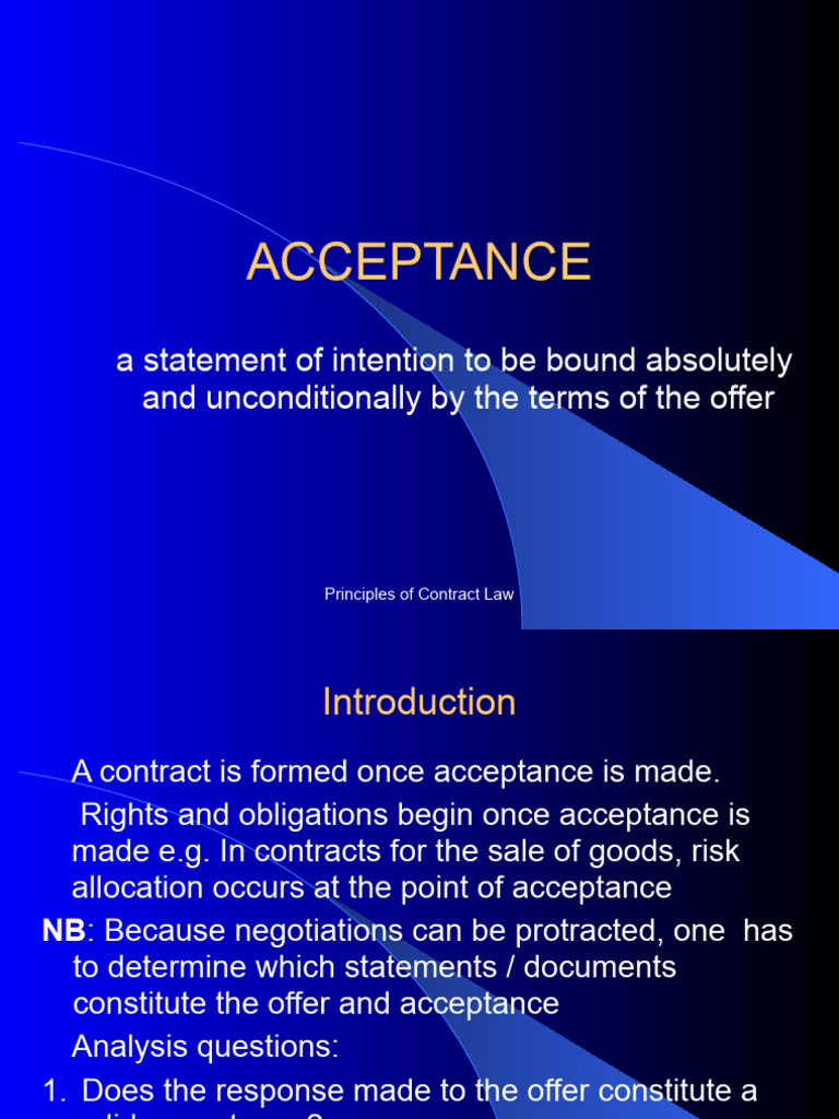 Lec 8 - Acceptance | PDF | Offer And Acceptance | Private Law