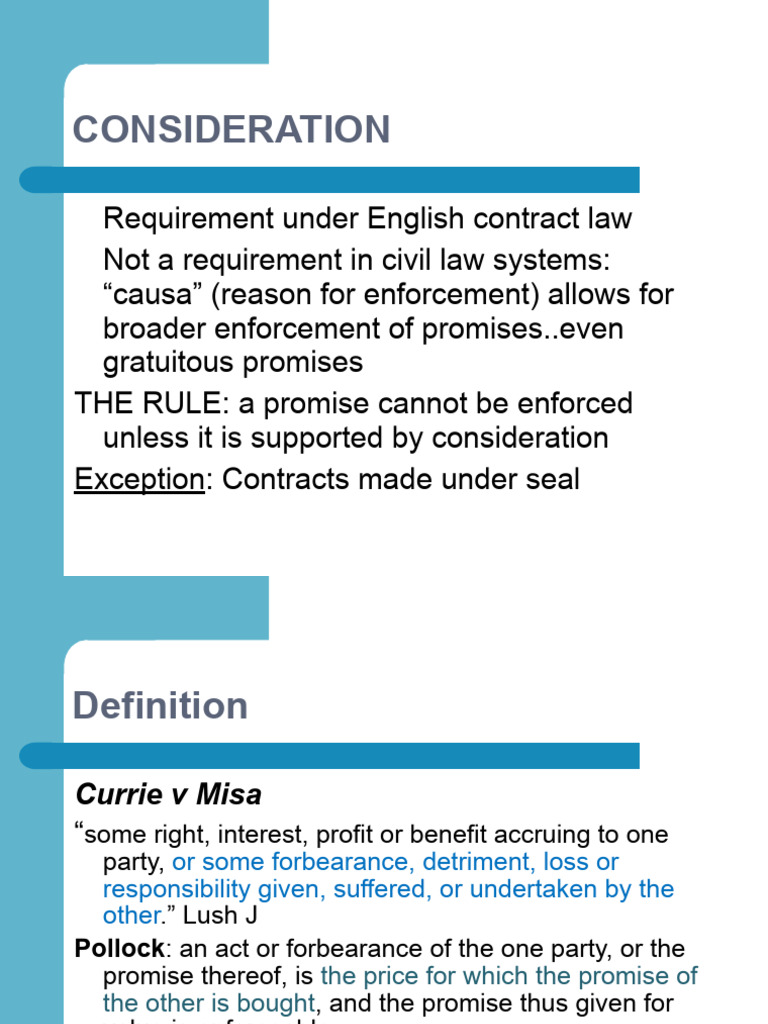 Lec 8 - Consideration | PDF | Consideration | Law Of Obligations