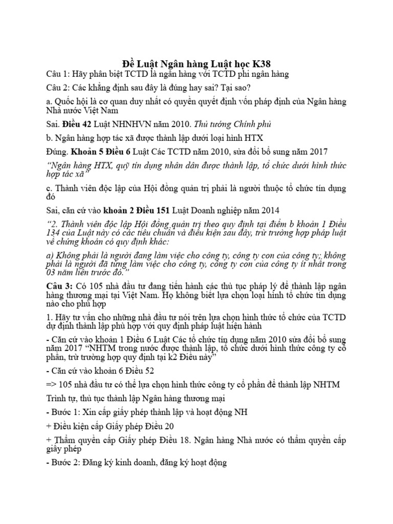 Đề thi các năm Ngân hàng | PDF