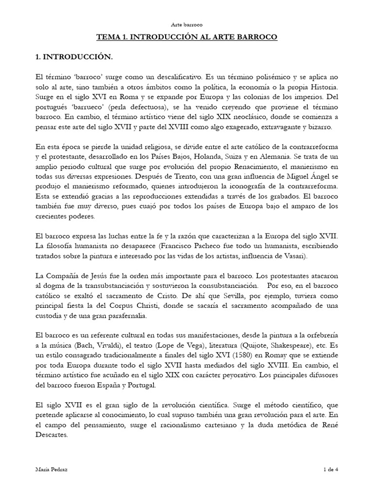 Barroco - Tema 1 | PDF | Barroco | Renacimiento