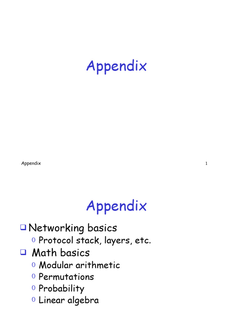 Appendix | PDF | Transmission Control Protocol | Computer Network