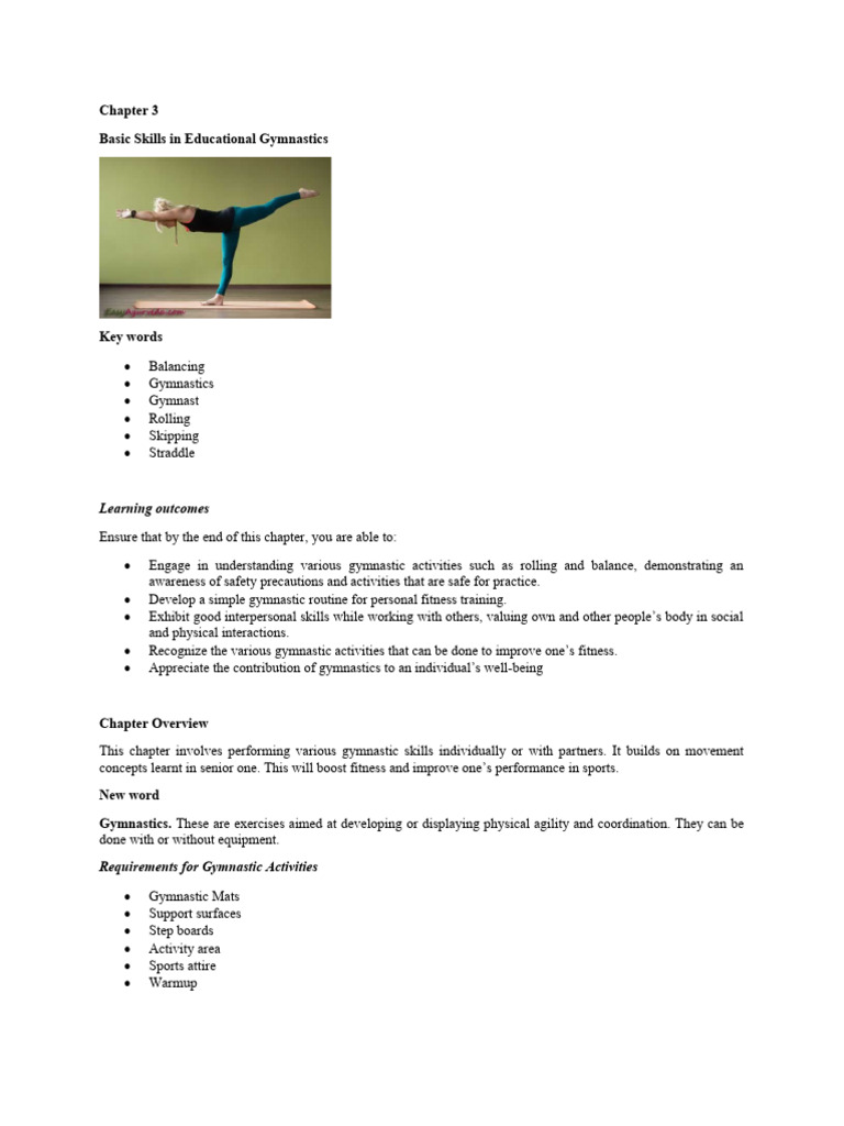Basic Skills in Educational Gymnastics | PDF | Gymnastics | Physical ...