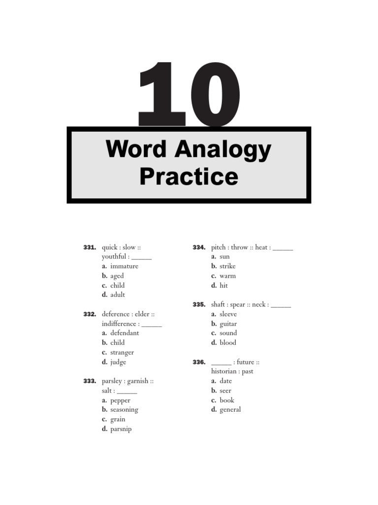 501 Word Analogy Questions 330-365 | PDF