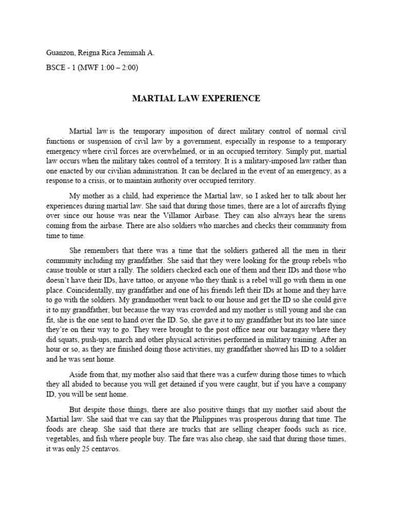 Martial Law Interview | Download Free PDF | Martial Law