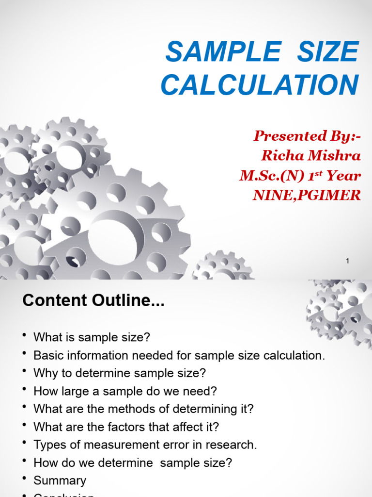 Sample Size[1].Pptx - Read-Only | PDF | Observational Error | Sample Size Determination