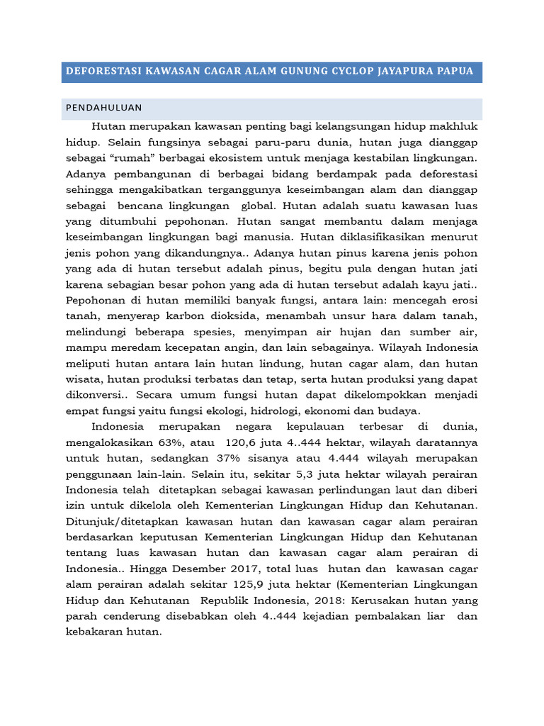 Deforestasi Di Kawasan Gunung Cycloops Papua | PDF | Griya & Taman