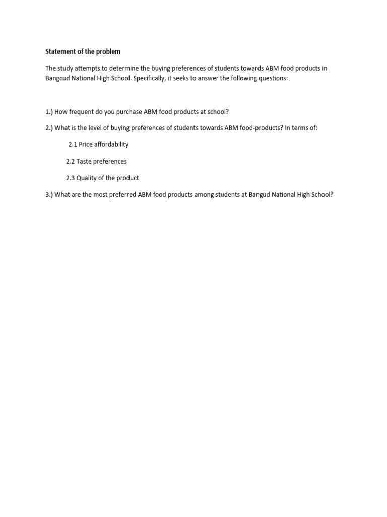 Student Preferences for ABM Foods | PDF