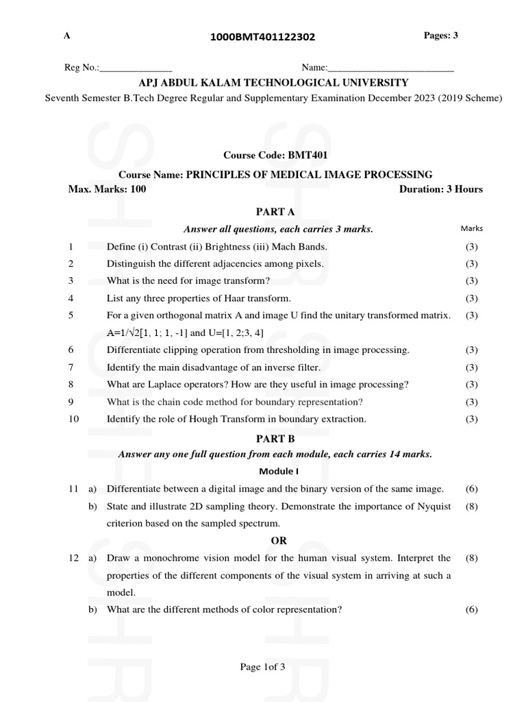 BMT401 C | PDF | Discrete Fourier Transform | Image Segmentation