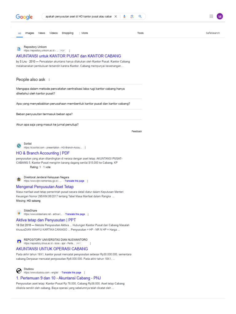 HO Depre Apakah Penyusutan Aset Di HO Kantor Pusat Atau Cabang - Google Search | PDF ...