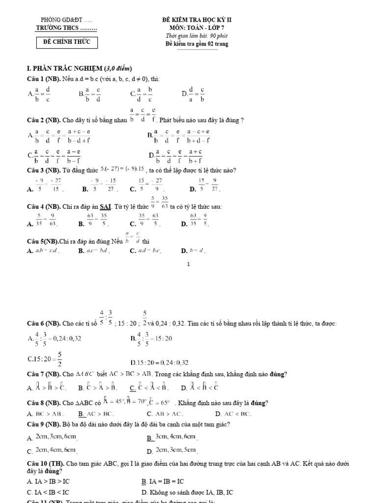 De Thi hk2 Toan 7 CD de 3 | PDF