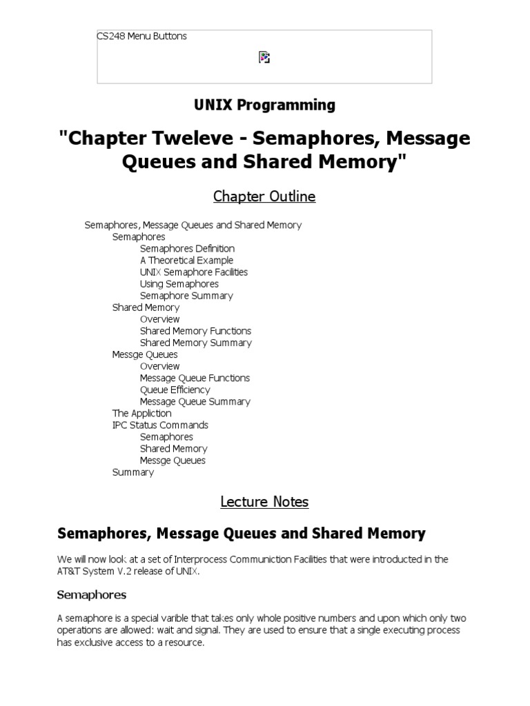 Chapter Tweleve - Semaphores, Message Queues and Shared Memory | PDF | Subroutine | Parameter ...