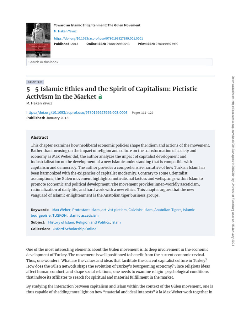 Islamic Ethics and The Spirit of Capitalism - Pietistic Activism in The ...