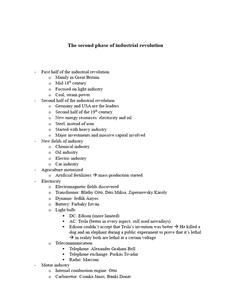 The Second Phase of Industrial Revolution | PDF | Electricity ...