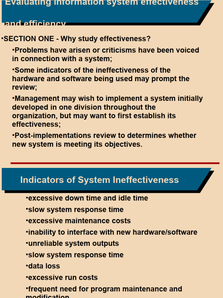 SECTION ONE - Why Study Effectiveness? - Problems Have Arisen or ...
