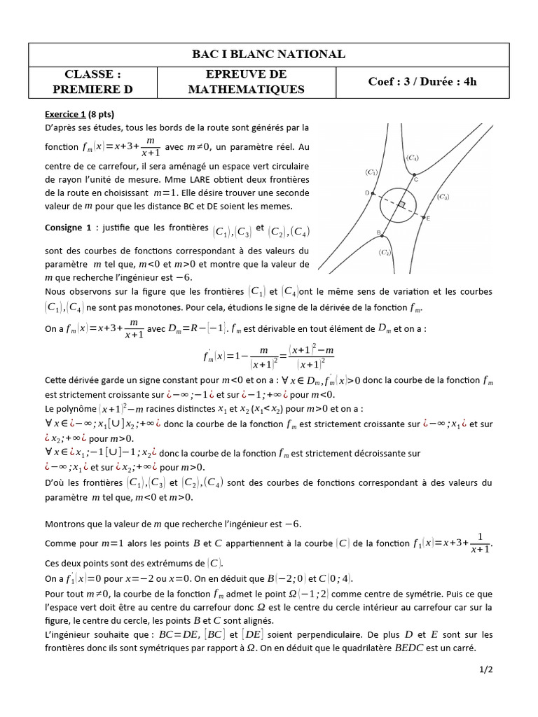 Épreuve de Maths Bac 1ère D Togo 2025 | PDF | Géométrie | Géométrie ...