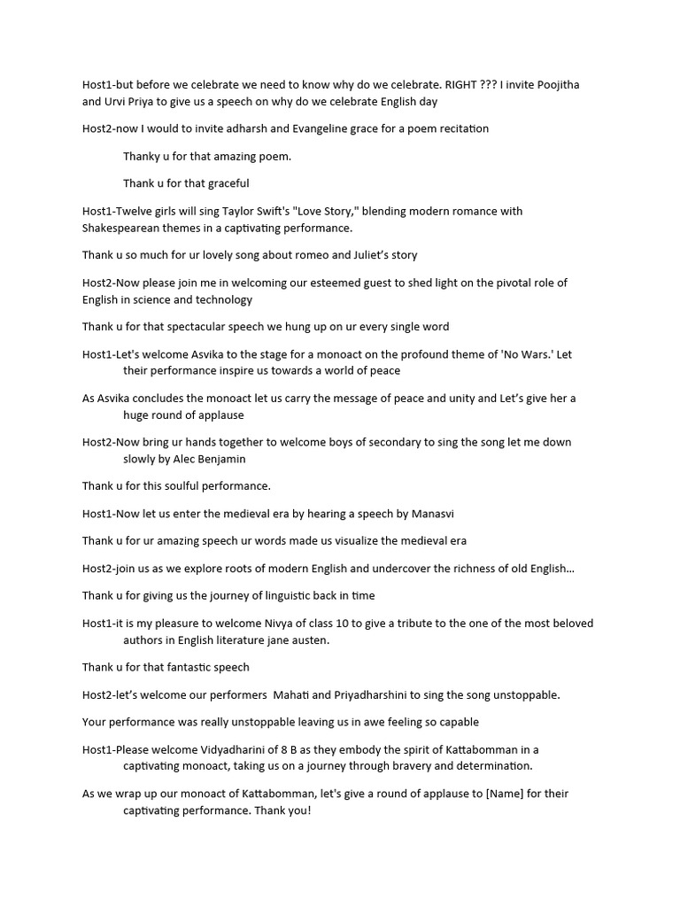English Day | PDF