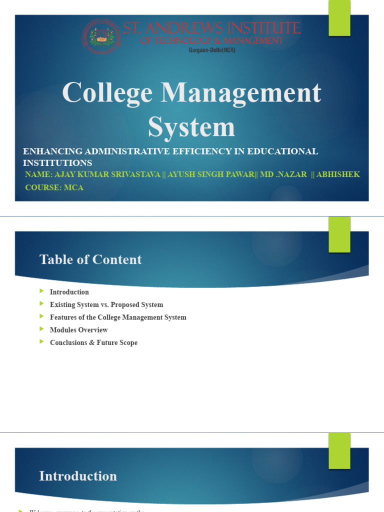 College Admin System Overview | PDF | Analytics | Automation