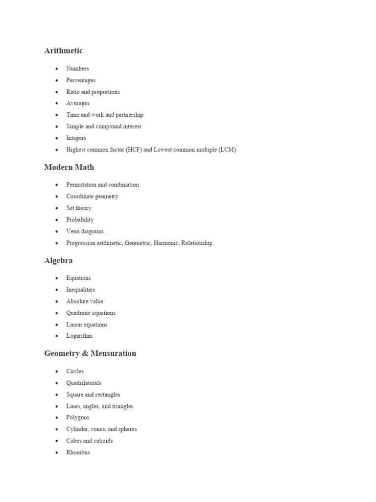 NMAT Exam Syllabus: Math & Logic | PDF