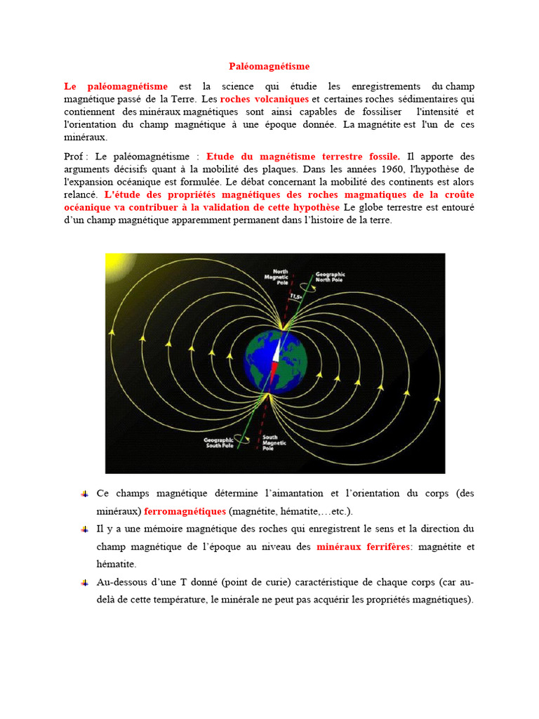 Chapitre 5 Paléomagnétisme | PDF | Structure de la Terre | Magnétisme