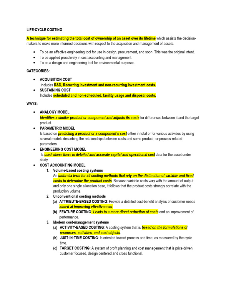 Life Cycle Costing | PDF | Economies | Business Economics