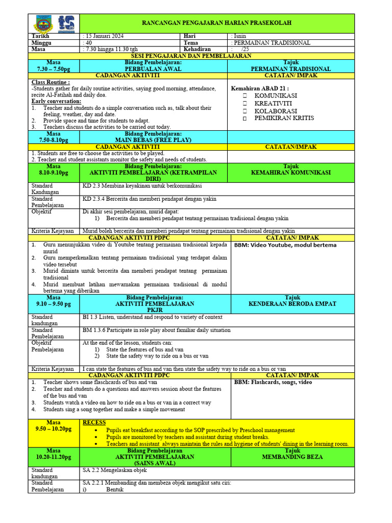 RPH Minggu 40 - Permainan Tradisional | PDF