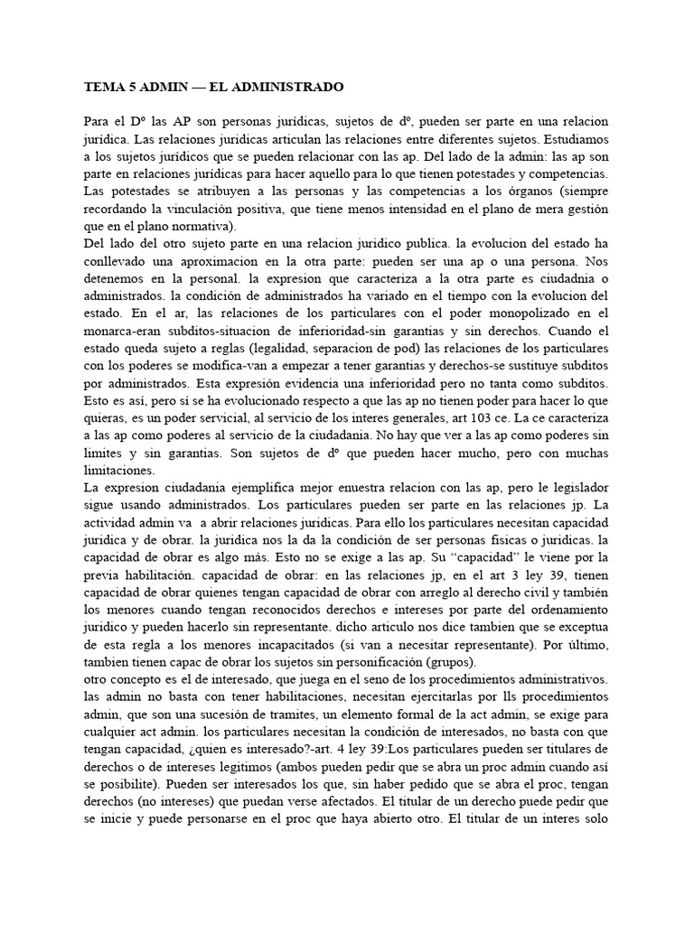 Tema 5 Admin | Descargar gratis PDF | Derecho Constitucional | Derechos