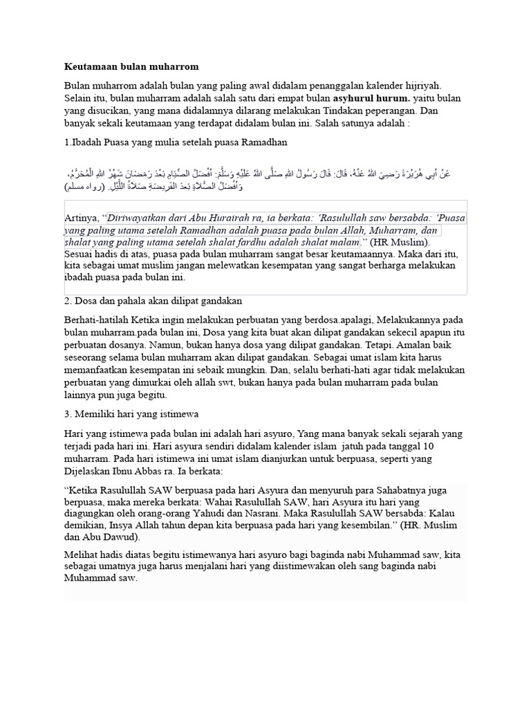 Keutamaan Bulan Muharrom | PDF