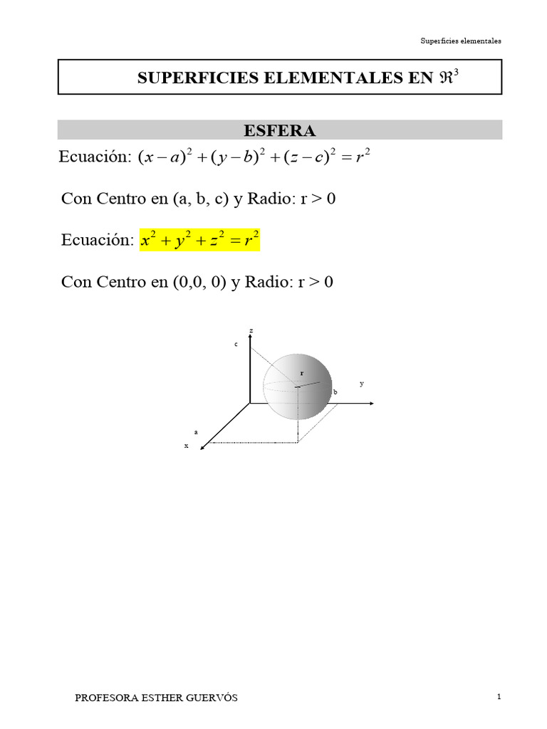 Resumen Ecuaciones de Superficies Elementales | Descargar gratis PDF | Geometría euclidiana ...