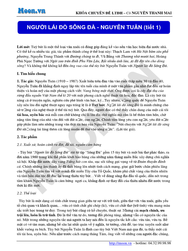 Nguoi Lai Do Song Da - Nguyen Tuan (Tiet 1) | PDF