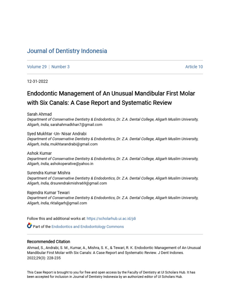 Endodontic Management of An Unusual Mandibular First Molar With S ...