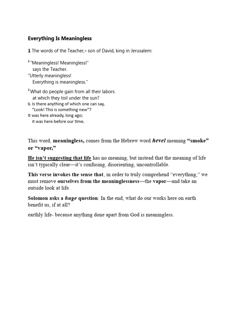 Everything Is Meaningless | PDF | Philosophy | Religion & Spirituality